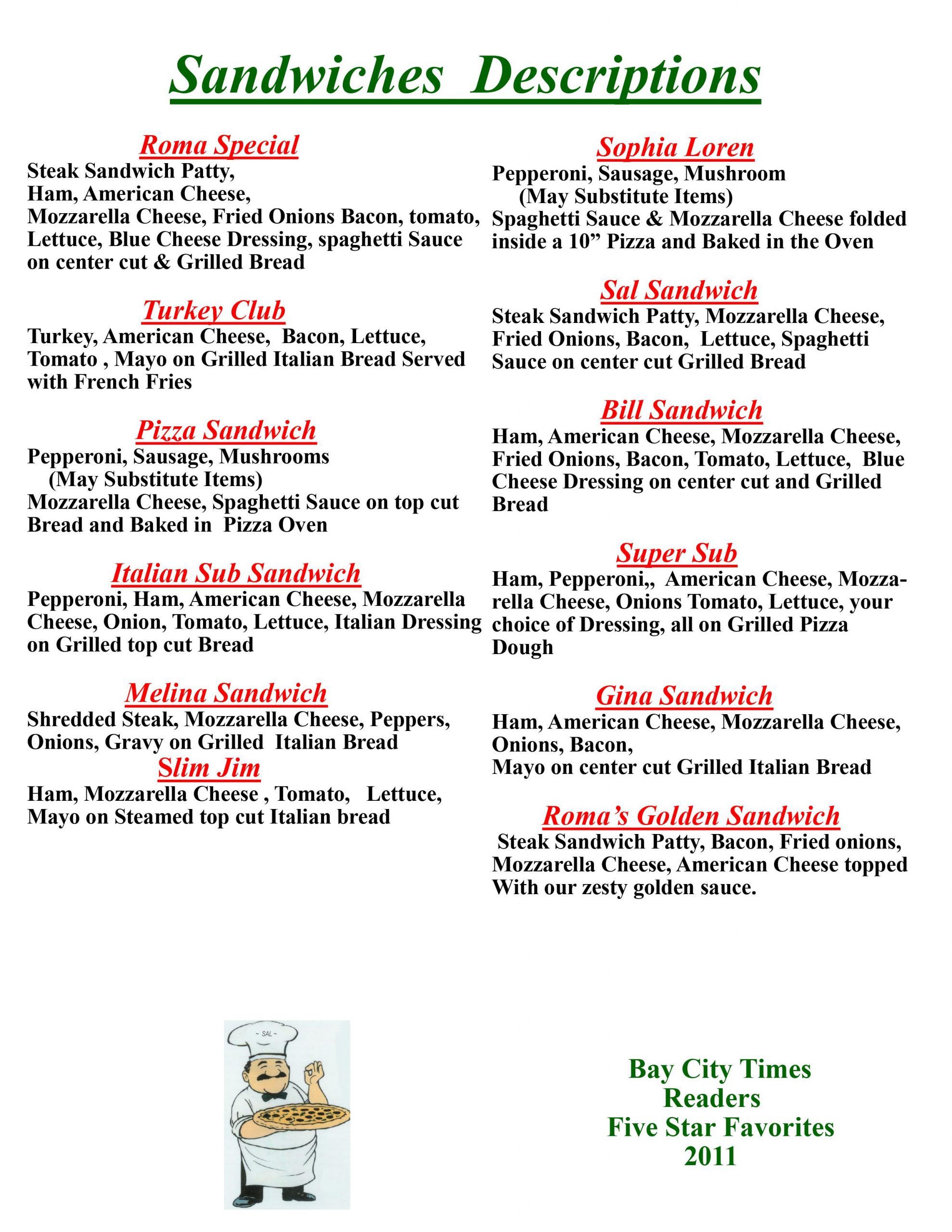 Menu | Roma's Family Restaurant